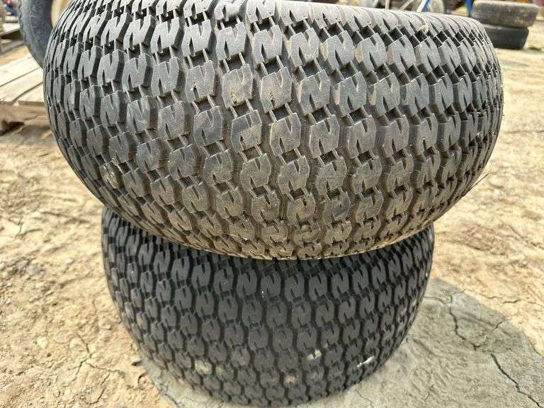 (2)-22.5x10.00-8 Turf Tires on Golf Cart Rims - Albrecht Auction Service