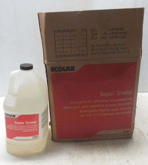 (1) Case 4-Gallons of Ecolab Super-Trump Detergent for Machine Dishware ...