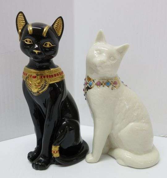1995 Lenox cat stature, black and gold porcelain, crafted in the ...