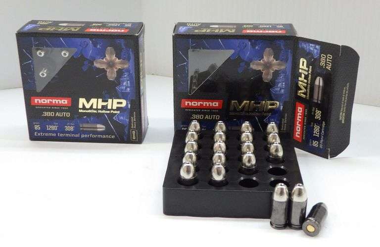 (40) Rounds of Norma MHP .380 Auto extreme terminal performance ammo ...