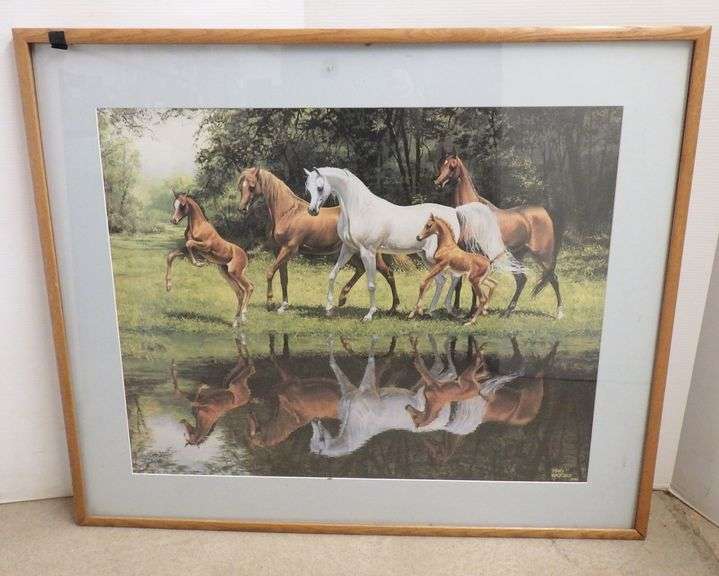 Framed horse picture, 37" x 31", good, some frame wear - Albrecht ...