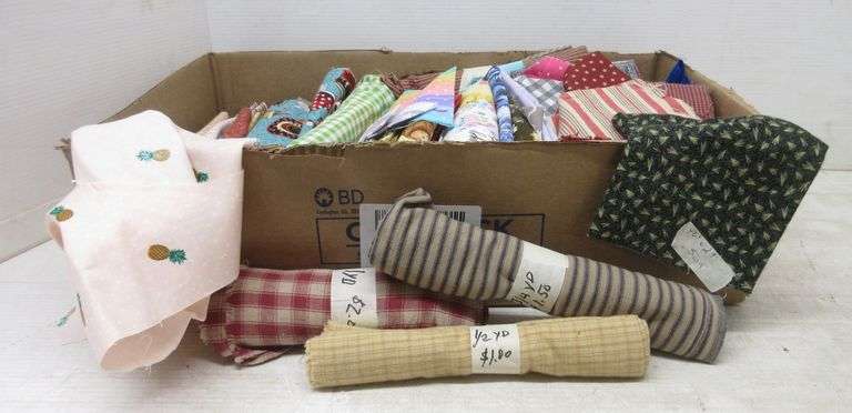 Over (40) assorted prints of fabric, quilt box sizes, great - Albrecht ...