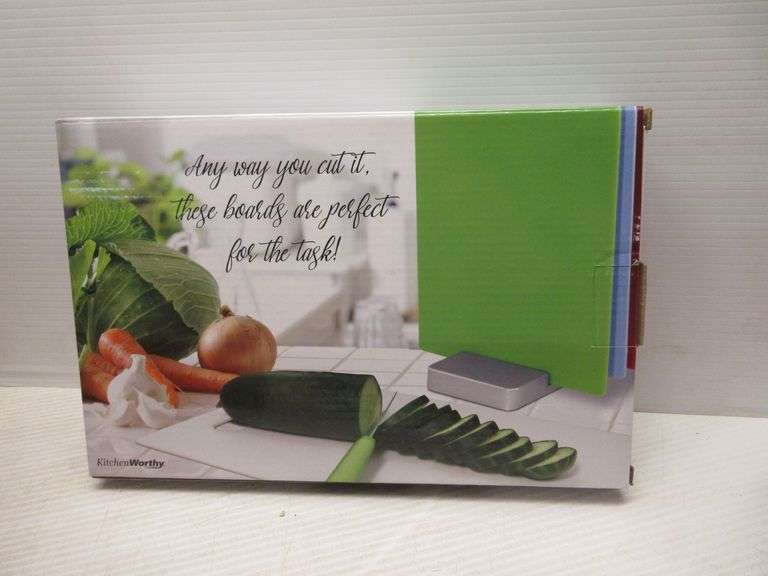 Small mini warming crockpot, (4) large heavy glasses, (4) New cutting ...