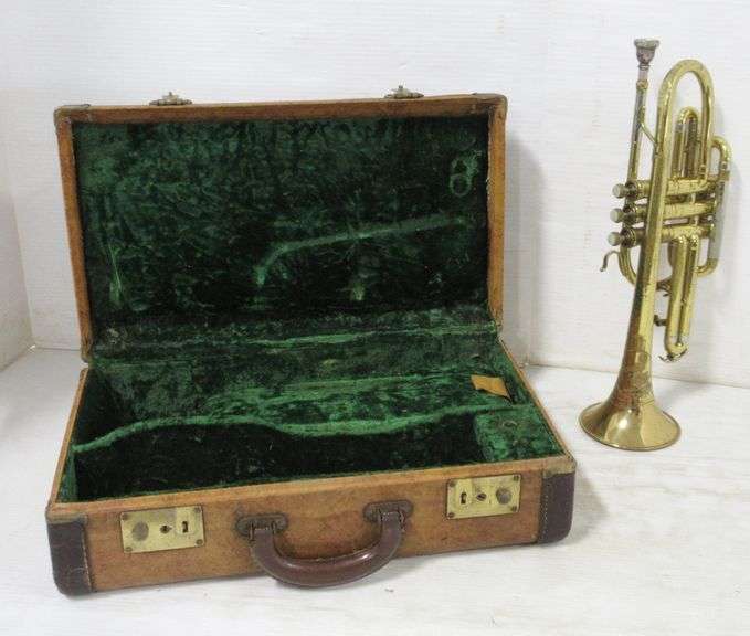 Elkhart cornet, built by Buescher, has normal wear - Albrecht Auction ...