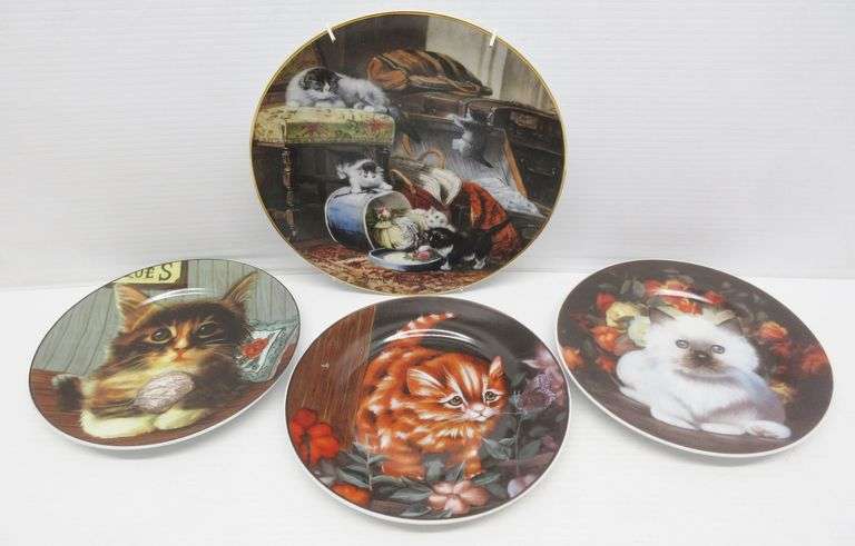 (4) Decorative cat plates, includes: One- The Victorian Cat, 8 1/2"Dia ...