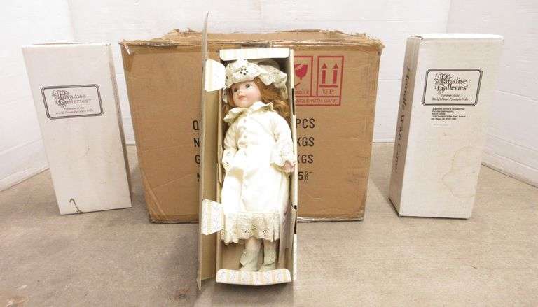 (10) Unopened porcelain dolls in a box, boxes- 16"H, new - Albrecht ...