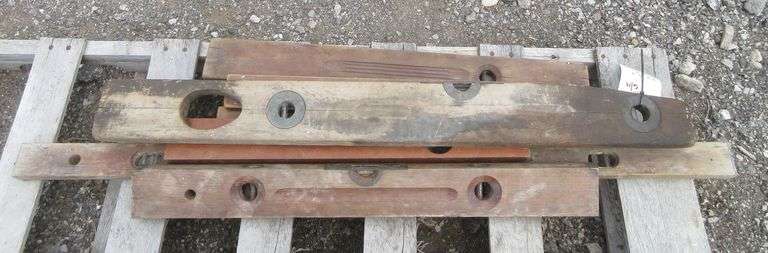Large assortment of older wooden levels, various brands, includes ...