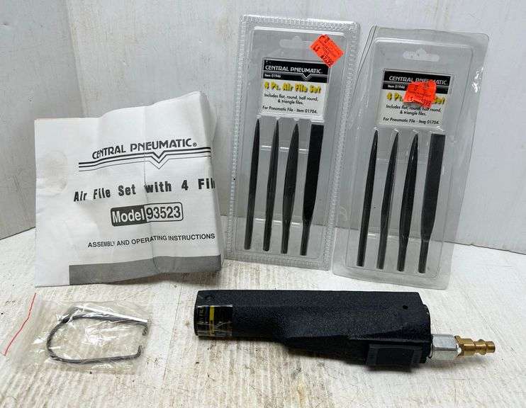 Central Pneumatic air file with (2) 4-piece sets of files, new ...