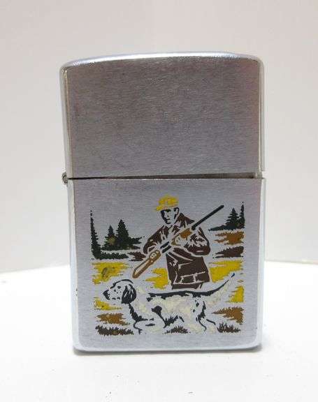 Zippo lighter, hunter and dog hunting pheasant, used a little ...
