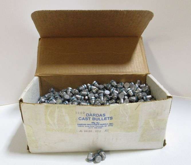 (1,000) Dardas cast bullets, .45 SWCBB ammo, 200-Grain .452, never used ...