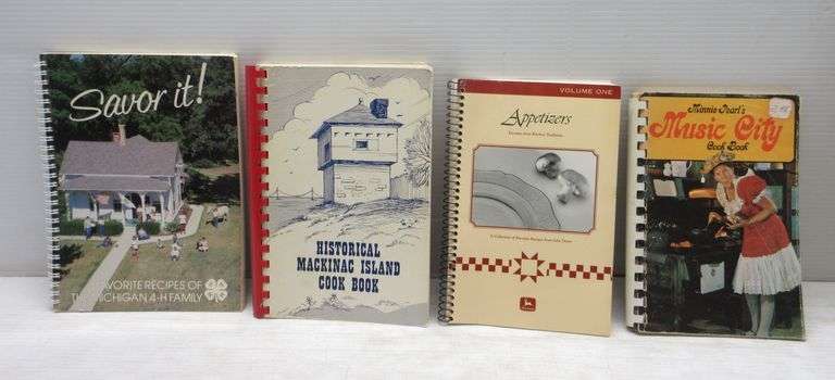 (4) Cookbooks, include: John Deere volume 1 appetizers, 1985 Michigan 4 ...