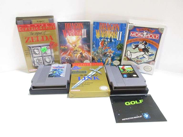 (7) Old Nintendo games, all original boxes except Top Gun Golf ...