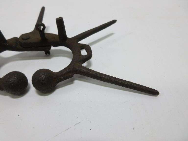 Antique farm primitive spiked calf weaner, cast iron, 6 1/2"W x 4 1/2"H ...