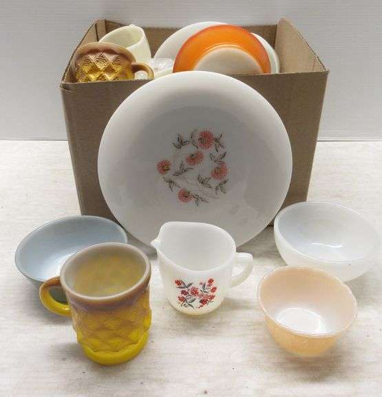 (26) Pieces of vintage Fire King, various pattern and colors, includes ...