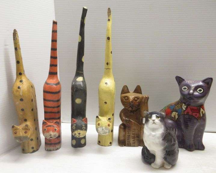Various cat figurines, up to 13"H, in good condition - Albrecht Auction ...