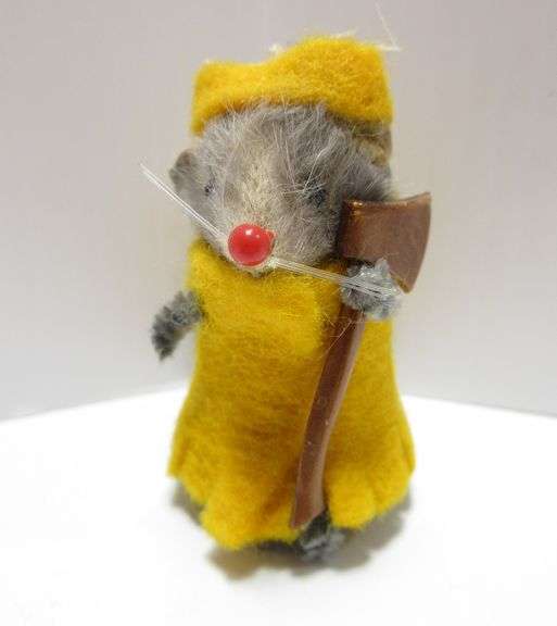 Lumberjack taxidermy mouse, marked "Original Fur Toy - West Germany", 2 ...