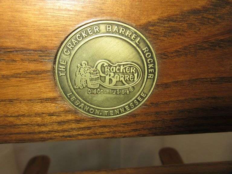 Cracker Barrel solid oak porch rocker with spindle back and slat seat ...