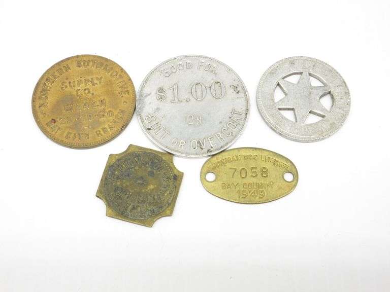 Various souvenir antique tokens from Bay City, MI - Albrecht Auction ...
