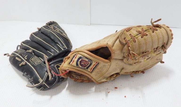 (2) Baseball gloves, includes: Detroit Tigers pro pocket baseball glove ...