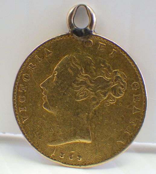 1869 Great Britain gold shield sovereign victoria coin, possible error ...