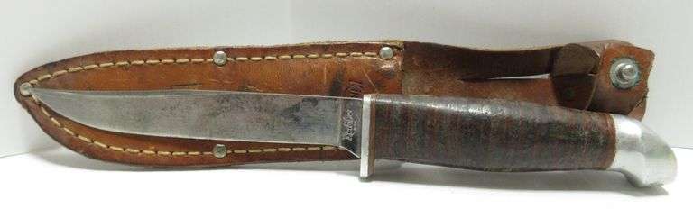 Old Kinfolks knife with sheath, 8"L, has wear - Albrecht Auction Service