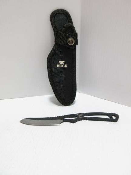 (2) Skeletonized Buck knives with sheaths, new - Albrecht Auction Service