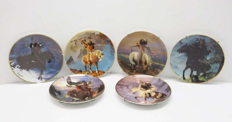 (6) Franklin Mint "Spirit of the Wind" fine porcelain plates, art by ...