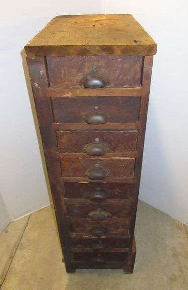 Wooden drawer unit, 12"W x 20 1/4"D x 40 3/4"H - Albrecht Auction Service