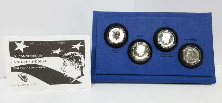 2014 US mint 50th anniversary Kennedy half dollar 4-coin set, includes ...