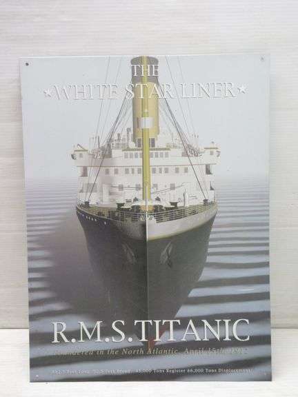 R.M.S Titanic 1998 Tin Sign, 12" x 16", some light scratches and wear ...