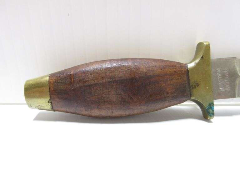 (4) Pocket knives and (1) wood handled boot knife in sheath, US Classic ...