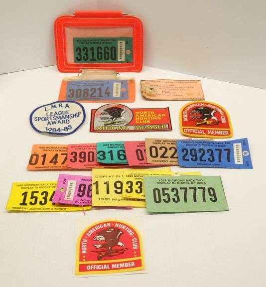 Various 1980s to 1990s Michigan bow/gun deer hunting licenses, back ...