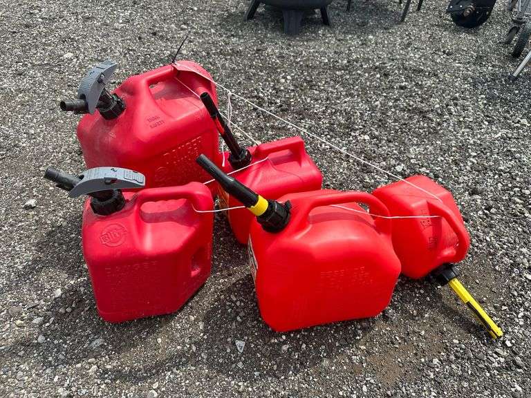 (5) Gas cans, include: 5-Gallon, 2-Gallon, Two- 2.5-Gallon, and 1 ...