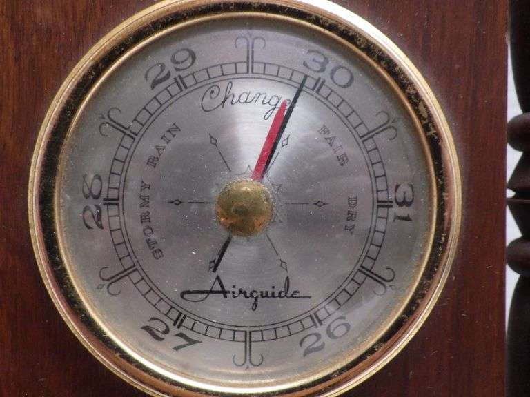 Wooden barometer reader with Eagle on top, temperature, air guide, and ...