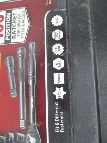 Husky 60-Piece mechanics tool set, 3/8" drive universal knurled sockets ...