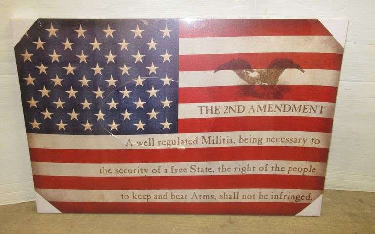 Wall art "2nd Amendment" stretched canvas over wood frame gun rights ...