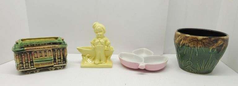 R.R.P. Co Planter, 5 1/2"H; Hull Pottery; Streetcar; Halgar planter ...