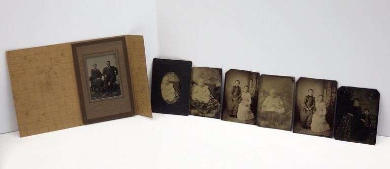(7) Antique tintype photographs, various family photos, over 100 years ...