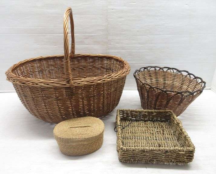 (4) Baskets, up to 19"W, good, some wear - Albrecht Auction Service