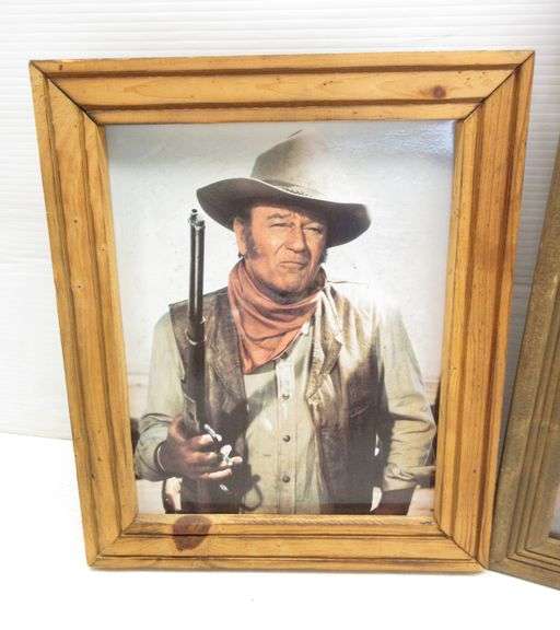 (2) Older John Wayne pictures in frames from 1943, One- 16" x 13" and ...