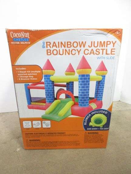 Rainbow Jumpy Bouncy Castle with Slide, inflatable bouncy house with ...