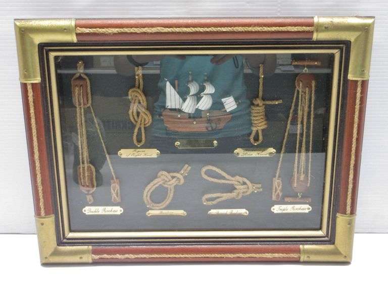 Heritage Mint mayflower ship, nautical knots shadow box display, 16" x ...