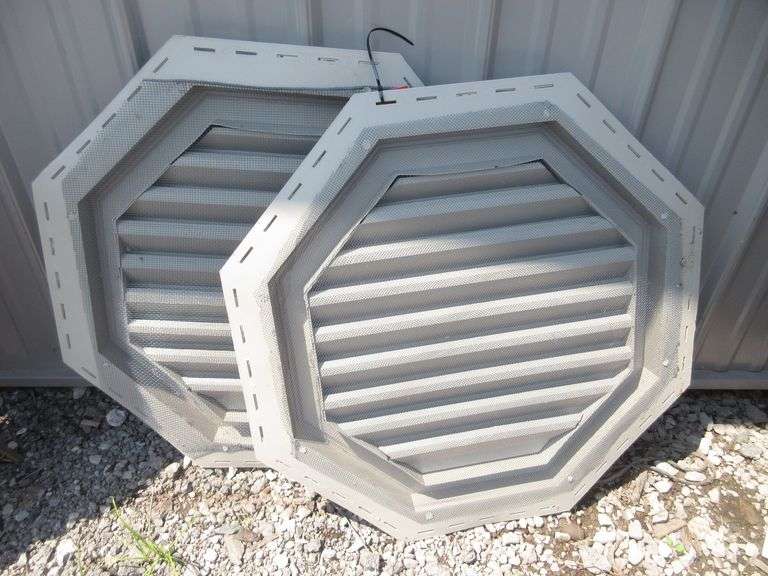 (2) Vinyl 24" octagon gable vent louvers, have bug screens, tan in ...