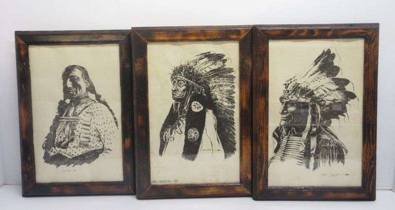 (3) Older Bob Dale indian chief prints, 13"W x 20"H - Albrecht Auction ...
