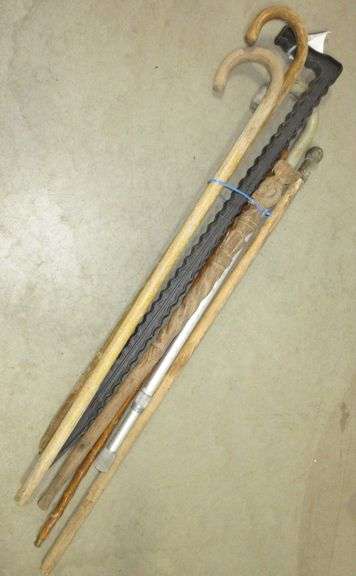 (4) Canes, and (3) Walking sticks, include: Heavy duty unique black ...