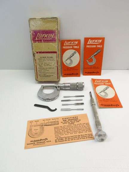 Lufkin micrometer with adjustment tools, Mitutoyo caliper with ...