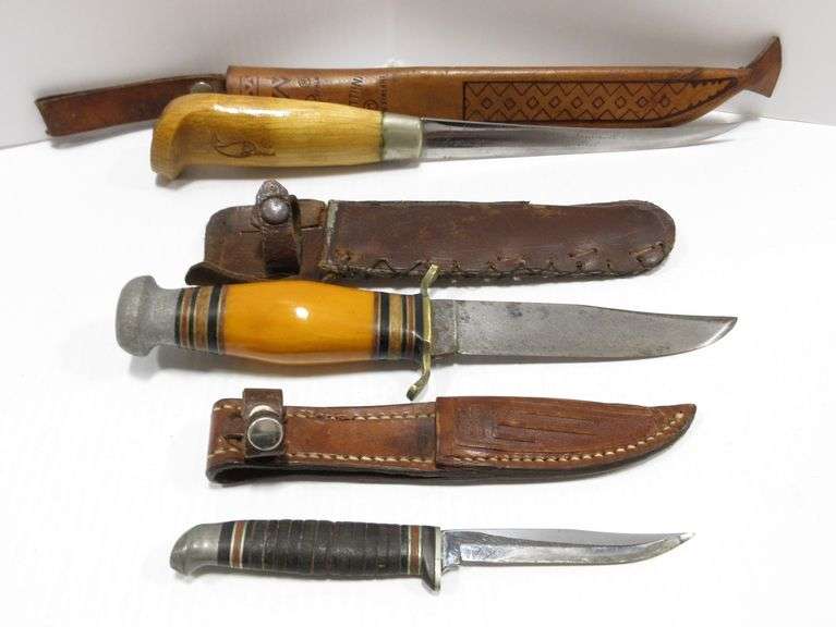 (3) Vintage knives, include: J. Marttiini Rapala 6" blade fillet knife ...