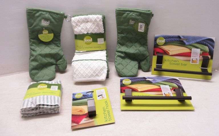 Food Network kitchen items, include: 2- Towel bars, Kitchen hook set of ...