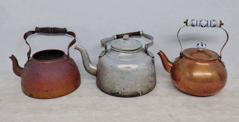 (3) Tea kettles, include: Marswells, made in Germany, aluminum with ...