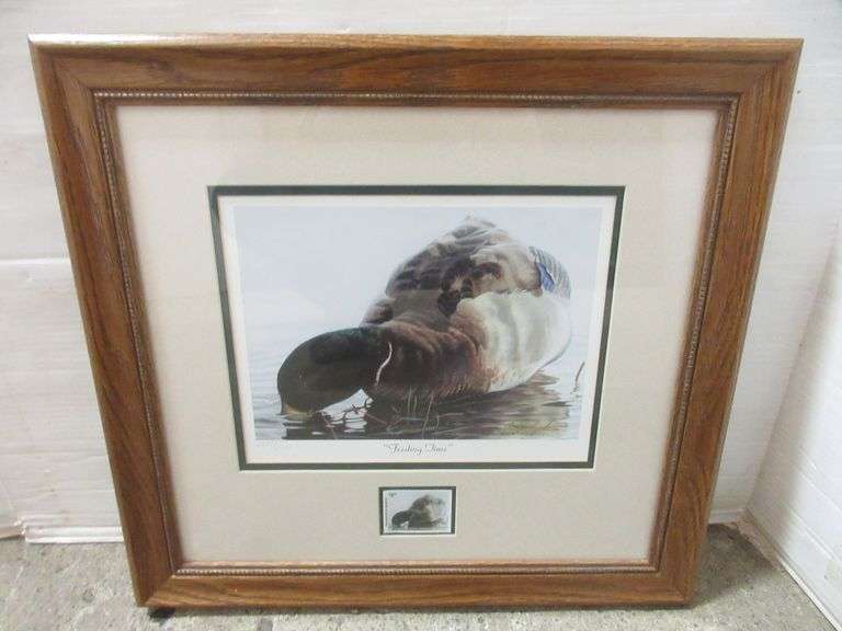 Ducks Unlimited "Feeding Time" signed print by Peter Mathios, 16" x 16 ...